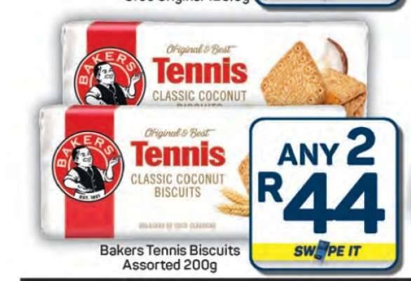 Bakers Tennis Biscuits Assorted 200g offer at Pick n Pay Hypermarket