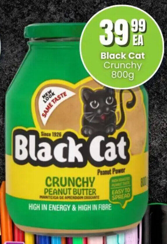 Black Cat Crunchy Peanut Butter 800 g offer at Super Save