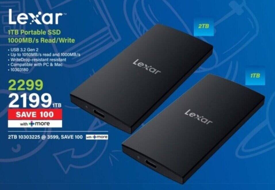 Lexar 1TB Portable SSD 1000MB/s Read/ Write offer at Incredible Connection