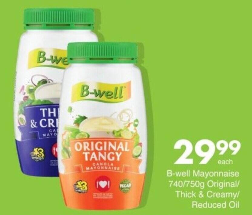 B-well Mayonnaise Original/ Thick & Creamy/ Reduced Oil offer at Save Hyper