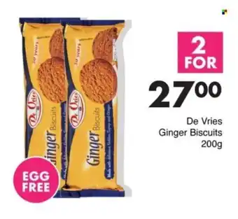 De Vries Ginger Biscuits 2 x 200 g offer at Save Hyper