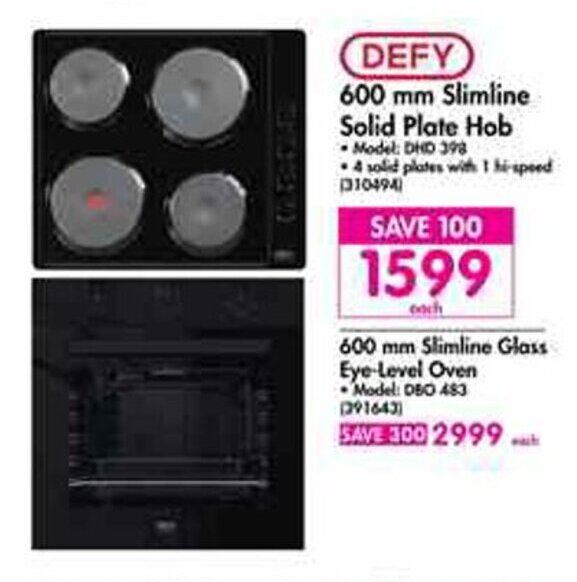 Defy Slimline Solid Plate HOb 600mm offer at Makro