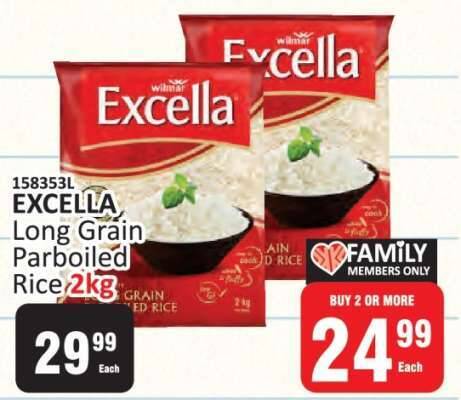 Excella Long Grain Parboiled Rice 2kg offer at KitKat Cash and Carry