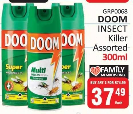 DOOM INSECT Killer Assorted 300ml offer at KitKat Cash and Carry