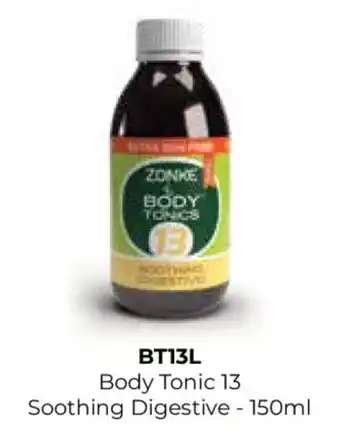 ZONKE Body Tonic 13 Soothing Digestive 150 ml offer at Table Charm Direct