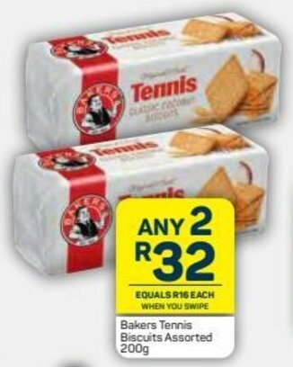 Bakers Tennis Biscuits Assorted 200g offer at Pick n Pay