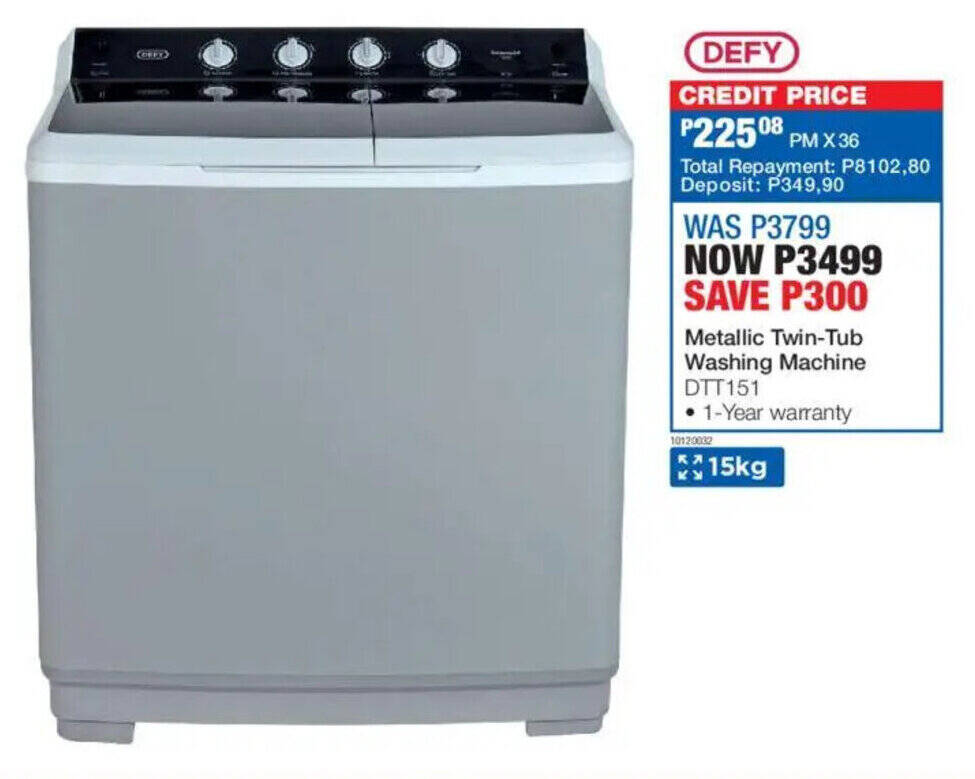 Defy Metallic Twin-Tub Washing Machine offer at OK Furniture