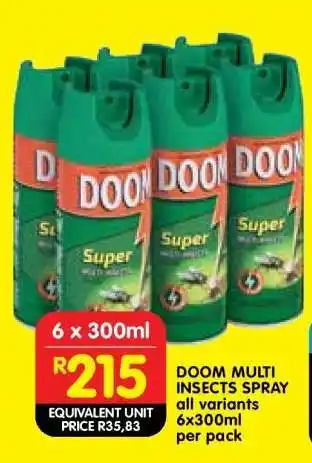 DOOM MULTI INSECTS SPRAY offer at Shoprite