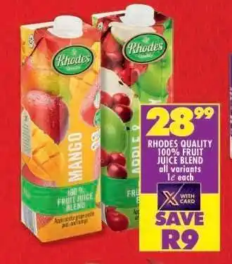 RHODES QUALITY 100% FRUIT JUICE BLEND offer at Shoprite