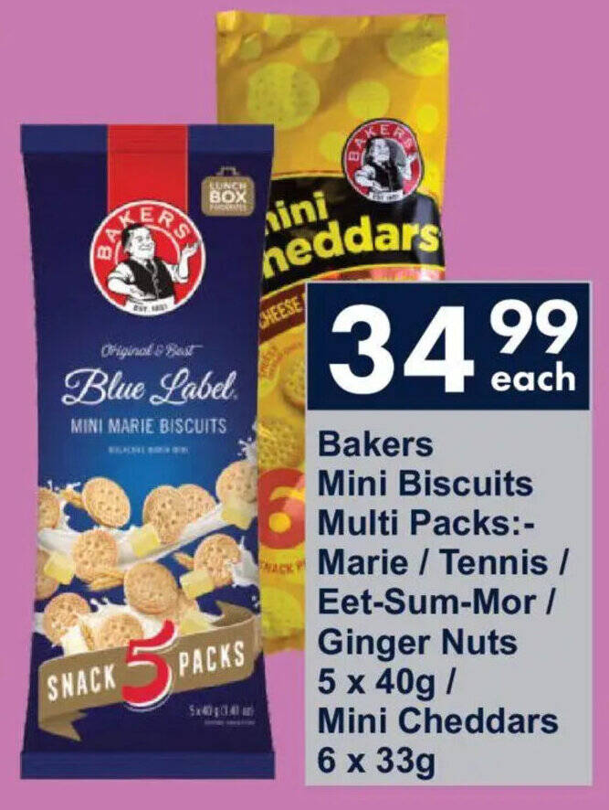 Bakers Mini Biscuits Multi Packs Marie/ Tennis/ Eet-Sum-Mor/ Ginger ...