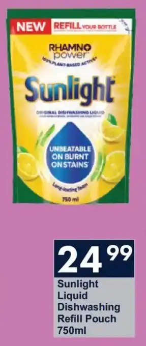 Sunlight Liquid Dishwashing Refill Pouch 750 ml offer at President Hyper