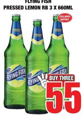 FLYING FISH Pressed Lemon RB 3 x 660ml offer at Boxer