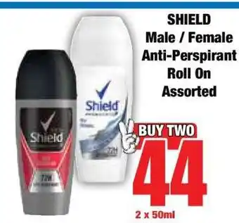 SHIELD Male / Female Anti-Perspirant Roll On Assorted offer at Boxer