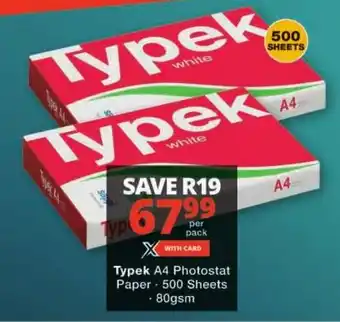 Typek A4 Photostat Paper offer at Checkers