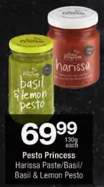 Pesto Princess Harissa Paste/ Basil/ Basil & Lemon Pesto 130 g offer at ...