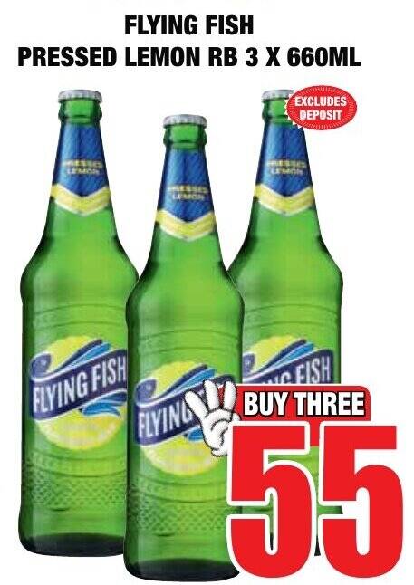 Flying fish pressed lemon rb 3 x 660 ml offer at Boxer Liquors