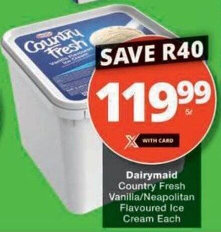 Dairymaid Country Fresh Vanilla/ Neapolitan Flavoured Ice Cream 5 L ...