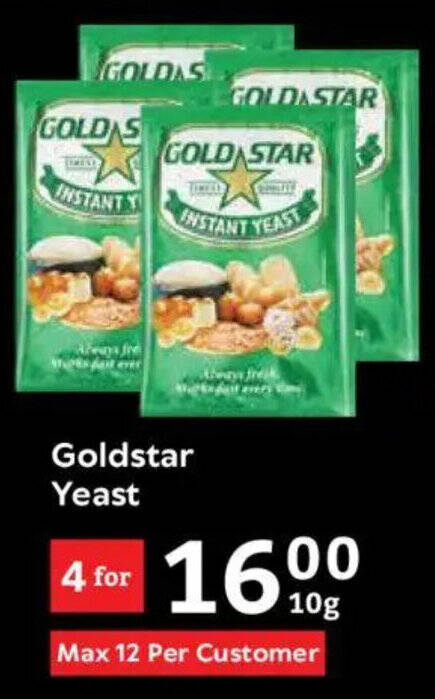 Goldstar Yeast 4 x 10 g offer at Oxford Freshmarket
