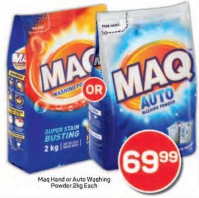 Maq Hand or Auto Washing Powder offer at Pick n Pay