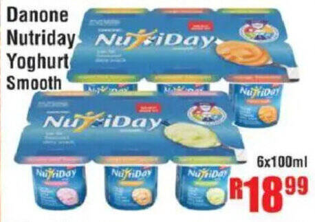 Danone Nutriday Yoghurt Smooth 6 x 100 ml offer at Devland Cash And Carry