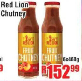 Red Lion Chutney 6 x 460 g offer at Devland Cash And Carry