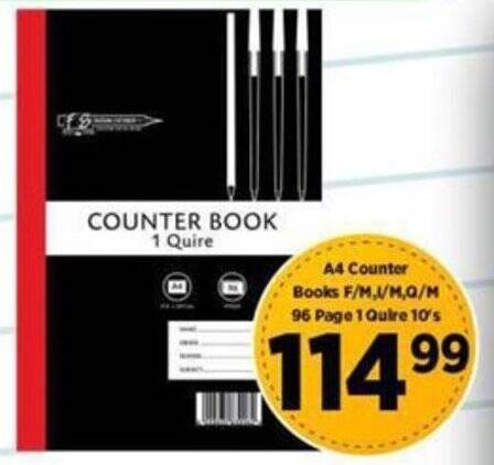 A4 Counter Books F/M, I/M, Q/M 96 Page 1 Quire offer at Big Save