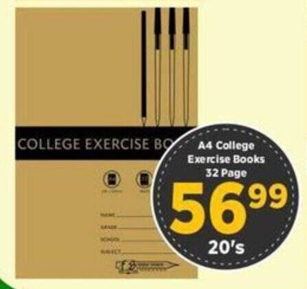 A4 College Exercise Books 32 Page 20's offer at Big Save