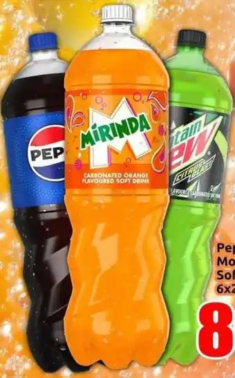 Pepsi/ Mirinda/ Mountain Dew Soft Drink 6 x 2 Lt offer at Three Star ...