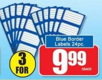 Blue Border Labels offer at A5 Cash & Carry