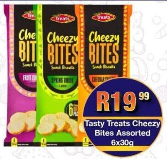 Tasty Treats Cheezy Bites Assorted 6 x 30 g offer at Take 'n Pay