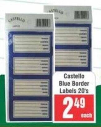 Castello Blue Border Labels offer at Frontline