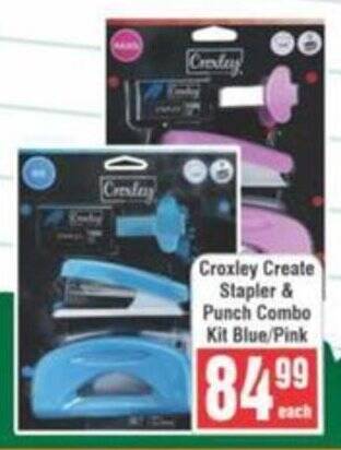 Croxley Create Stapler & Punch Combo Kit Blue/Pink offer at Frontline