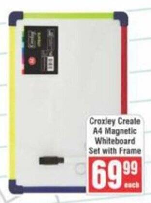 Croxley Create A4 Magnetic Whiteboard Set with Frame offer at Frontline