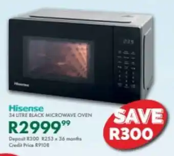 Hisense black microwave oven offer at Beares