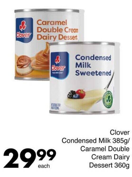 Clover Condensed Milk/ Caramel Double Cream Dairy Dessert offer at Save