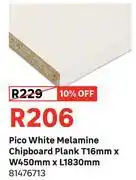 Pico White Melamine Chipboard Plank T16mm x W450mm x L1830mm 81476713 ...