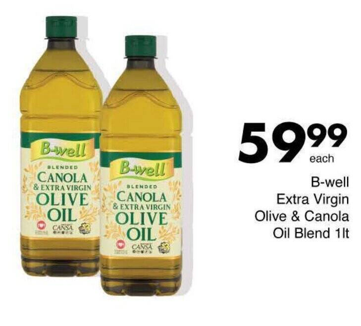 B-well Extra Virgin Olive & Canola Oil Blend 1 Lt offer at Save
