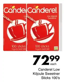 Canderel Sucralose Low Kiljoule Sweetner Sticks 100's offer at Save