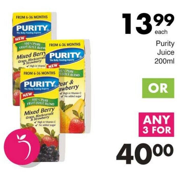Purity Juice 3 x 200 ml offer at Save