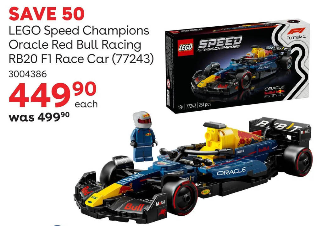LEGO Speed Champions Oracle Red Bull Racing RB20 F1 Race Car offer at ...