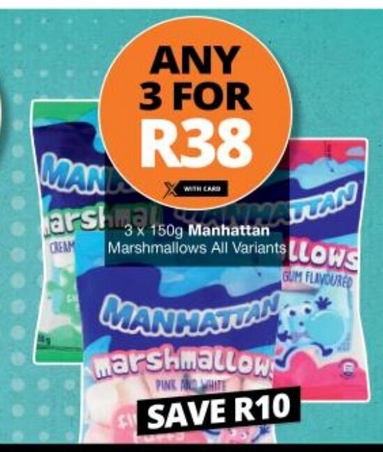 Manhattan Marshmallows All Variants 3 X 150g Offer At Checkers
