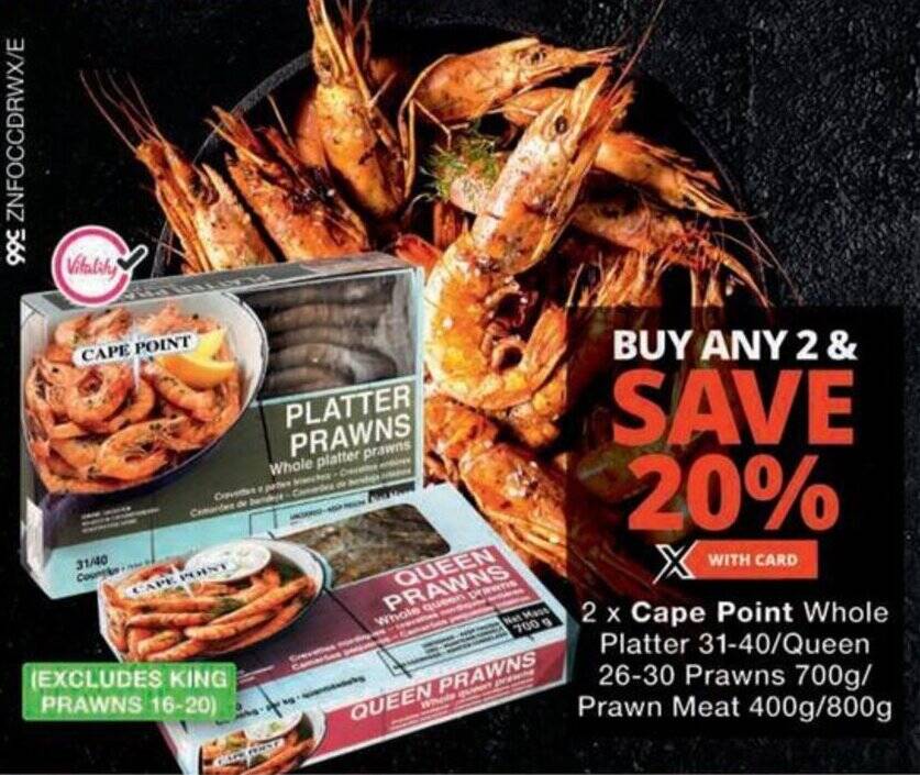 Cape Point Whole Platter/ Queen Prawns/ Prawn Meat offer at Checkers