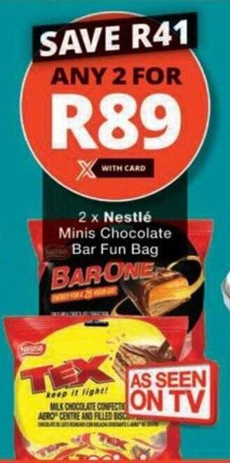 Nestlé Minis Chocolate Bar Fun Bag offer at Checkers