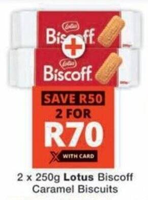 Lotus Biscoff Caramel Biscuits 2 x 250 g offer at Checkers