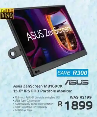 Asus ZenScreen MB169CK 15.6" IPS FHD Portable Monitor offer at Computer ...