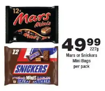 Mars or Snickers Mini Bags 227 g offer at OK urban