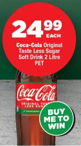 Coca-Cola Original Taste Less Sugar Soft Drink 2 L offer at OK Foods