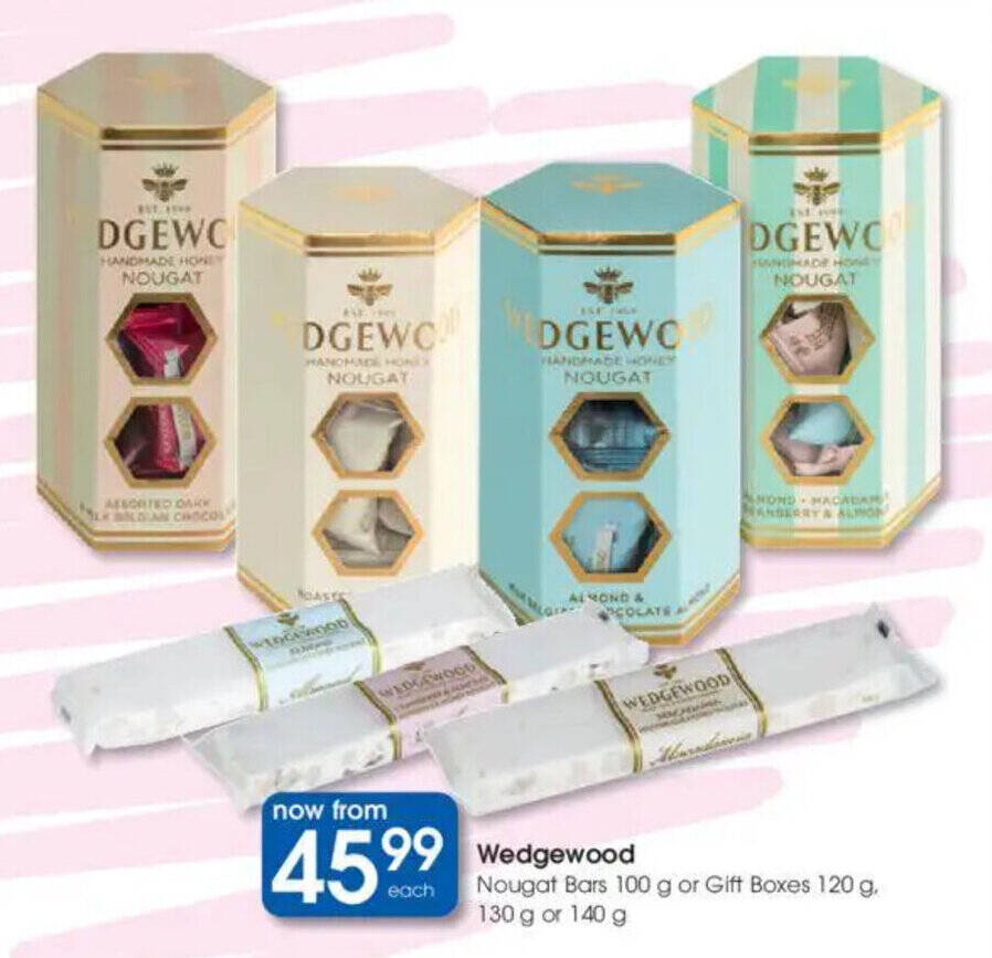 Wedgewood Nougat Bars or Gift Boxes offer at Clicks