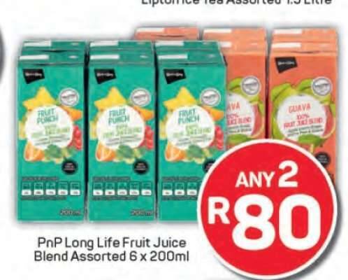 PnP Long Life Fruit Juice Blend Assorted 6 x 200ml offer at Pick n Pay