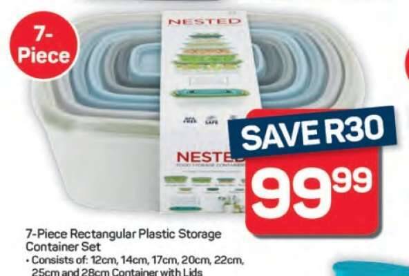 7-Piece Rectangular Plastic Storage Container Set offer at Pick n Pay ...